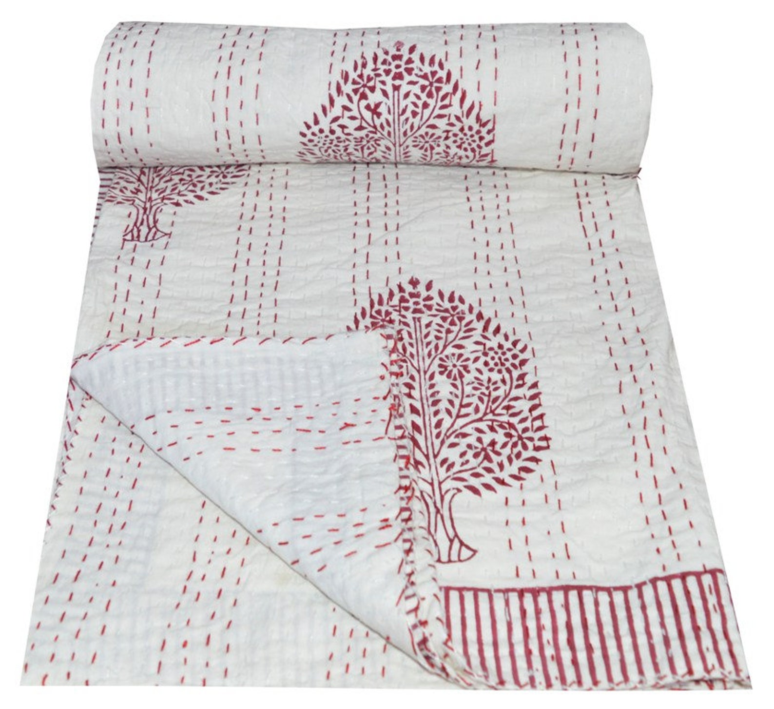 Indian Hand Block Print Kantha Quilt Traditional Vintage - Etsy UK