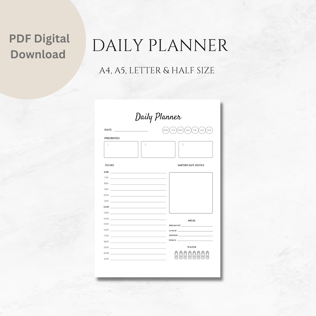 Printable Daily Planner, Productivity, Prioritized To-do List, Space ...