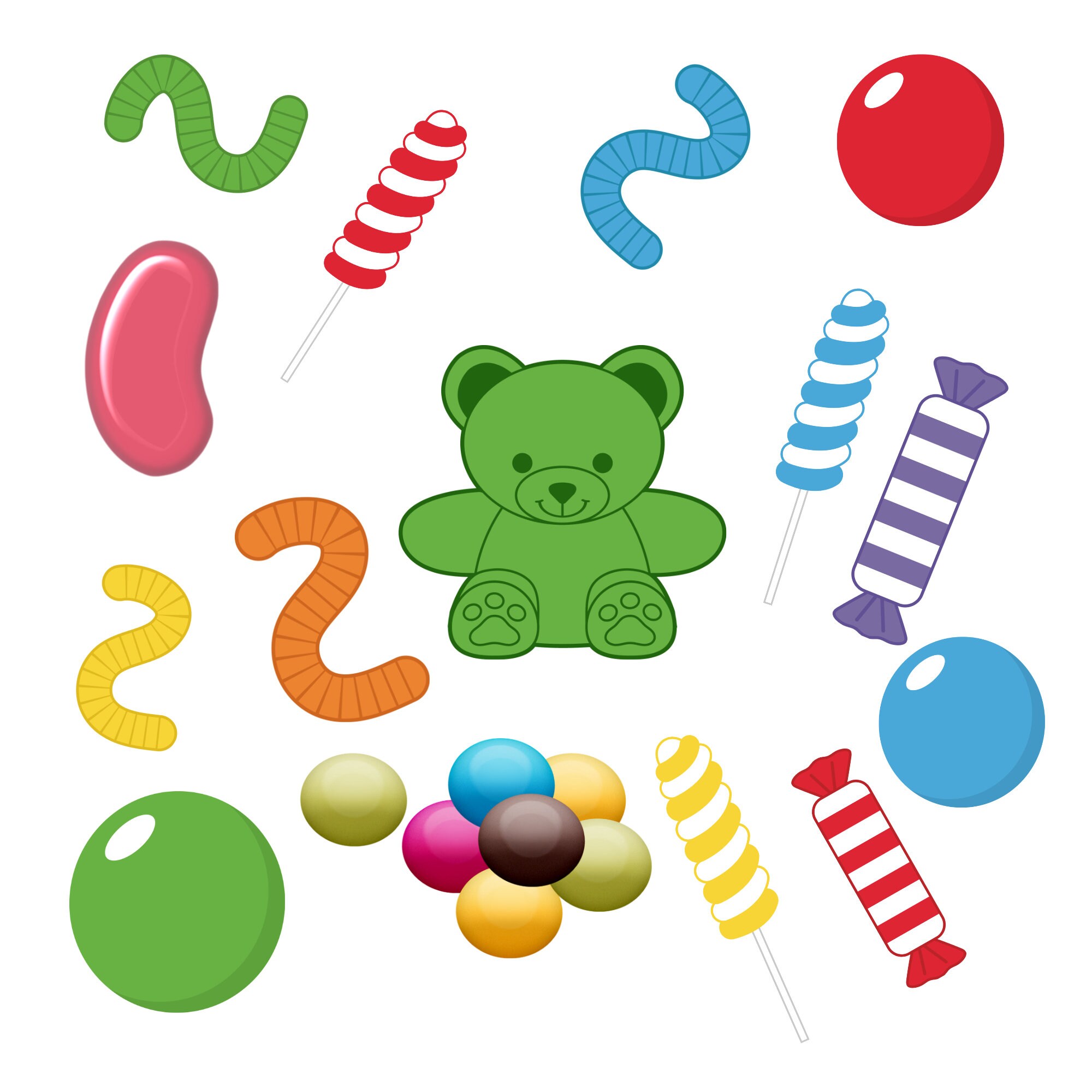 Printable Candy Clipart, 60 Clipart Images, Lollipop Clipart, Candy ...