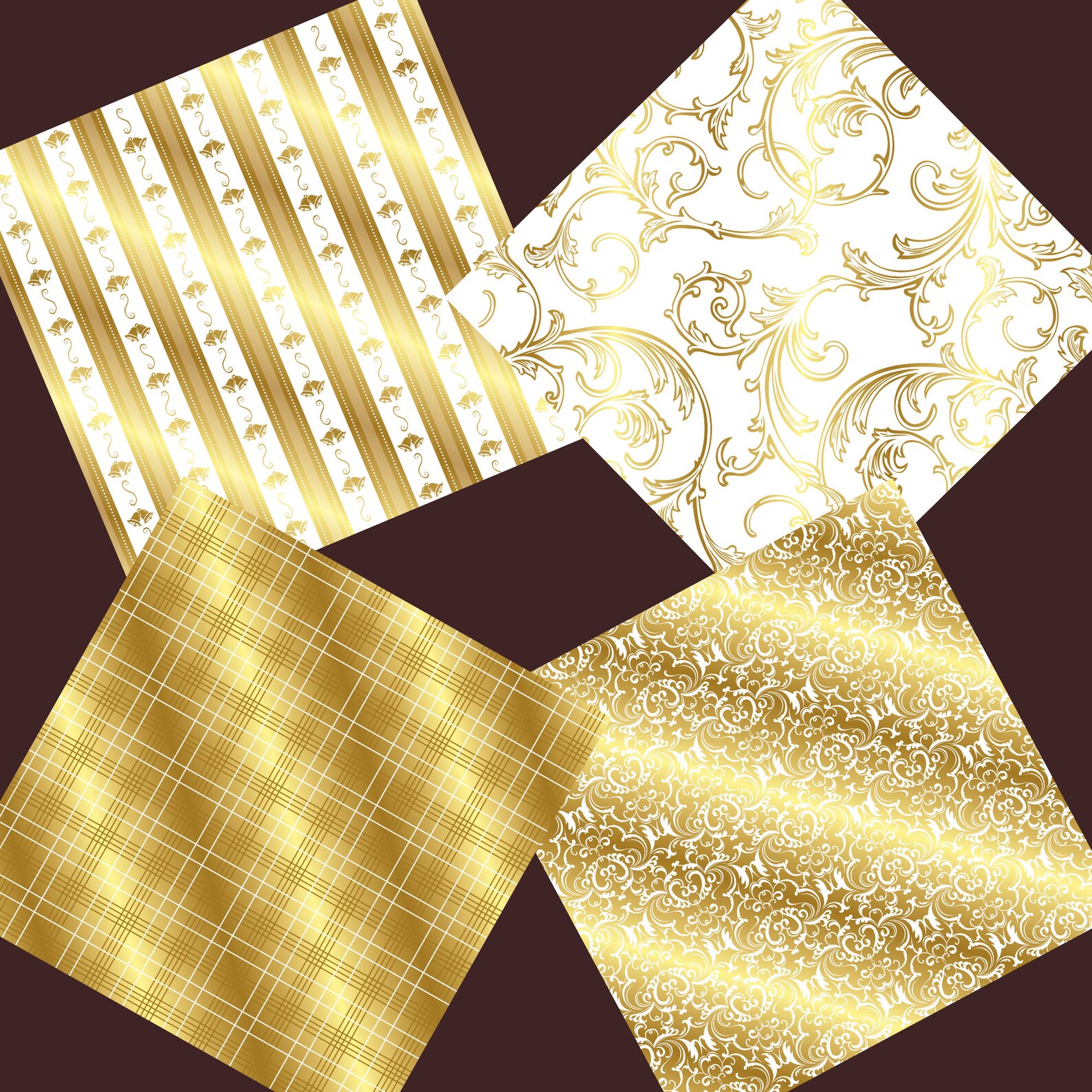 Gold & White Digital Papers Seamless Gold Textures Gold - Etsy