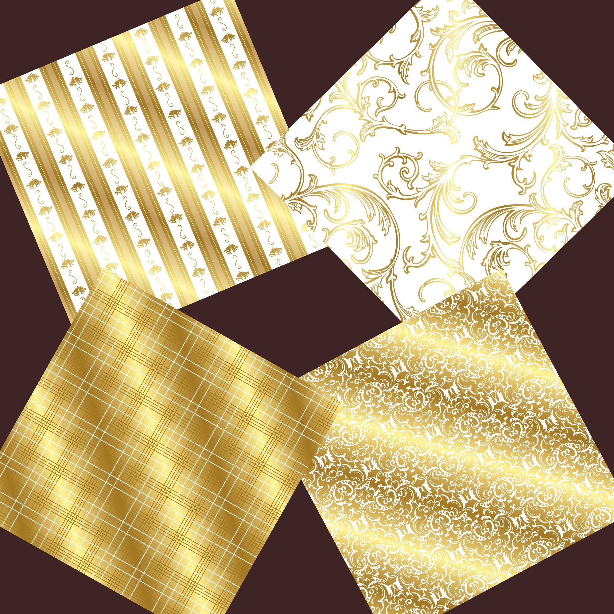 Gold & White Digital Papers Seamless Gold Textures Gold - Etsy