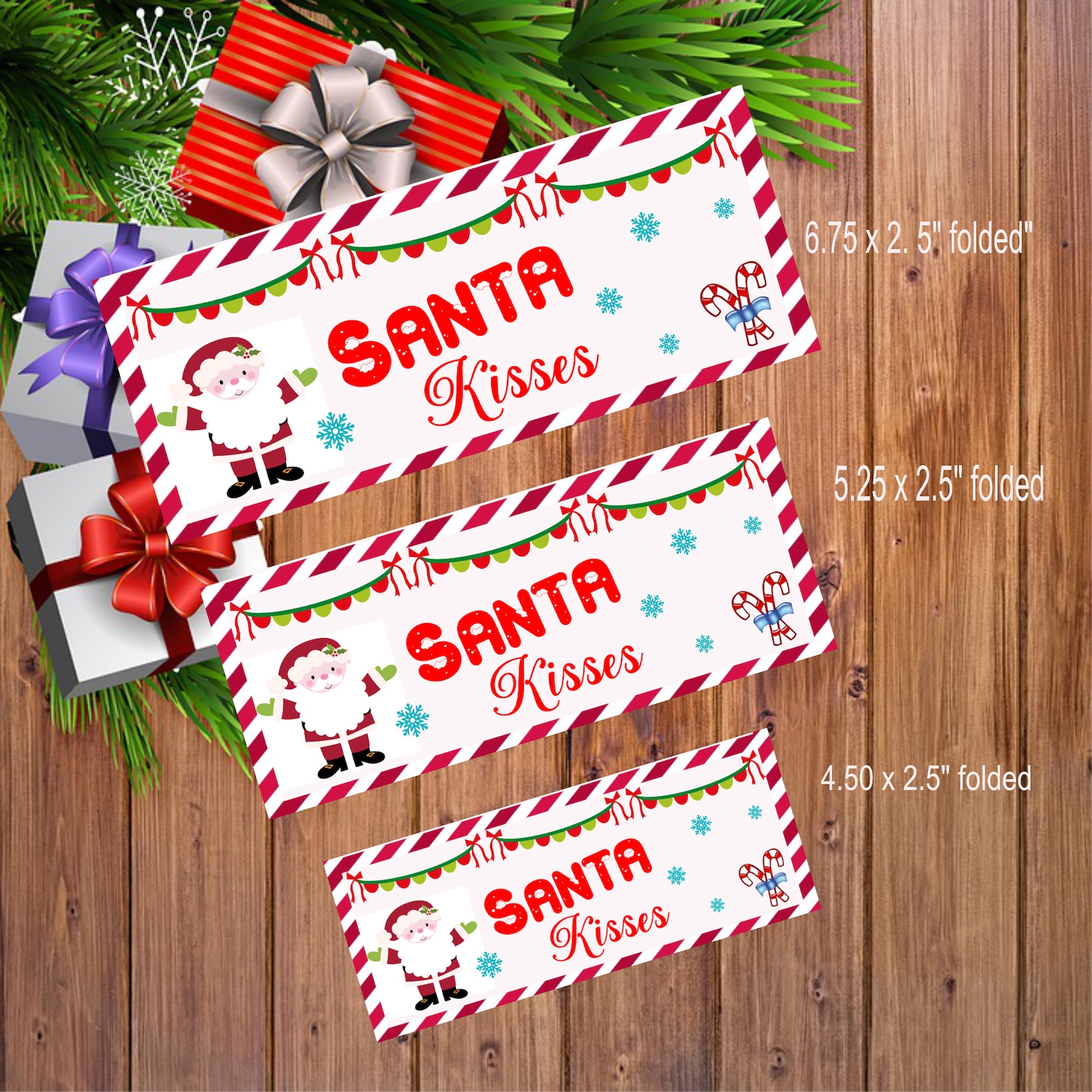 Santa Kisses Christmas Treat Bag Topper, Christmas Bag Topper, Kisses ...