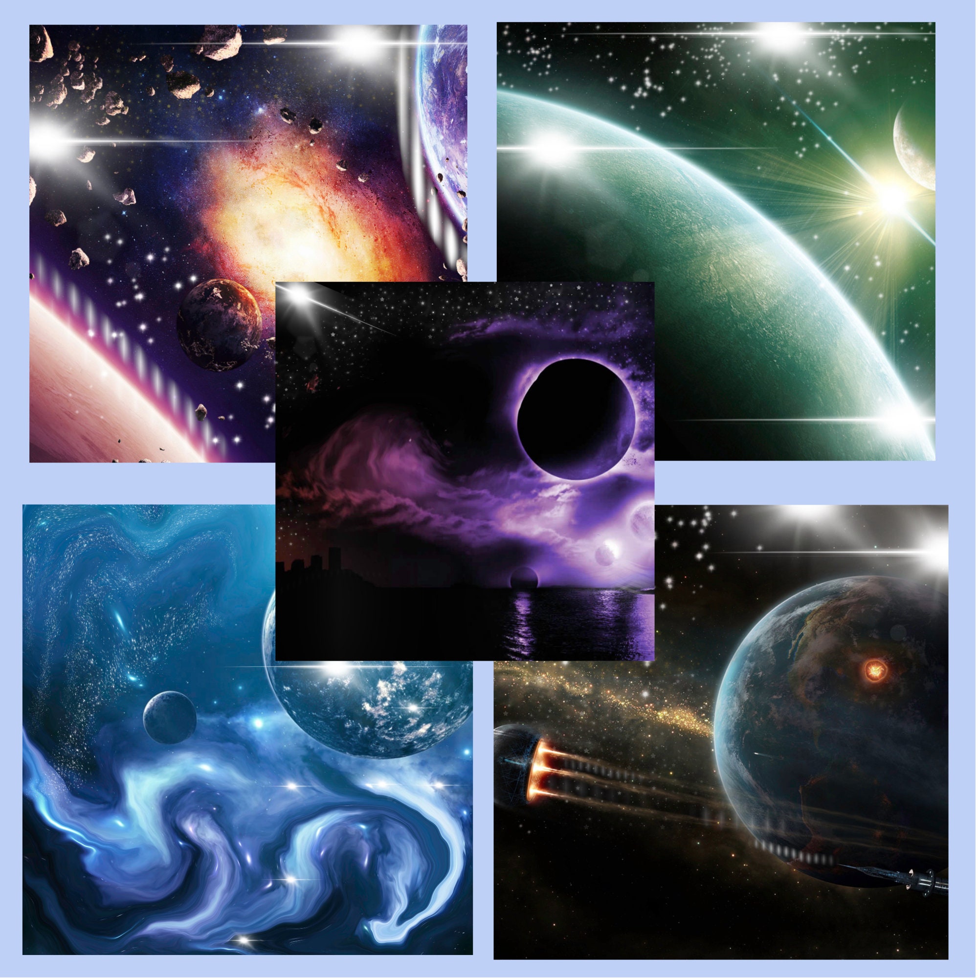 Galaxy Outer Space Texture Digital Papers, Night Sky Background Paper ...