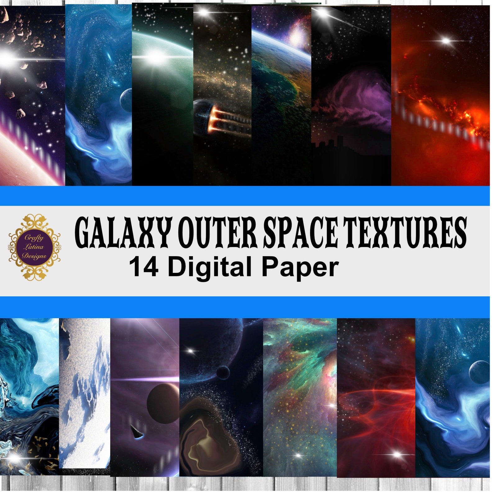 Galaxy Outer Space Texture Digital Papers, Night Sky Background Paper ...