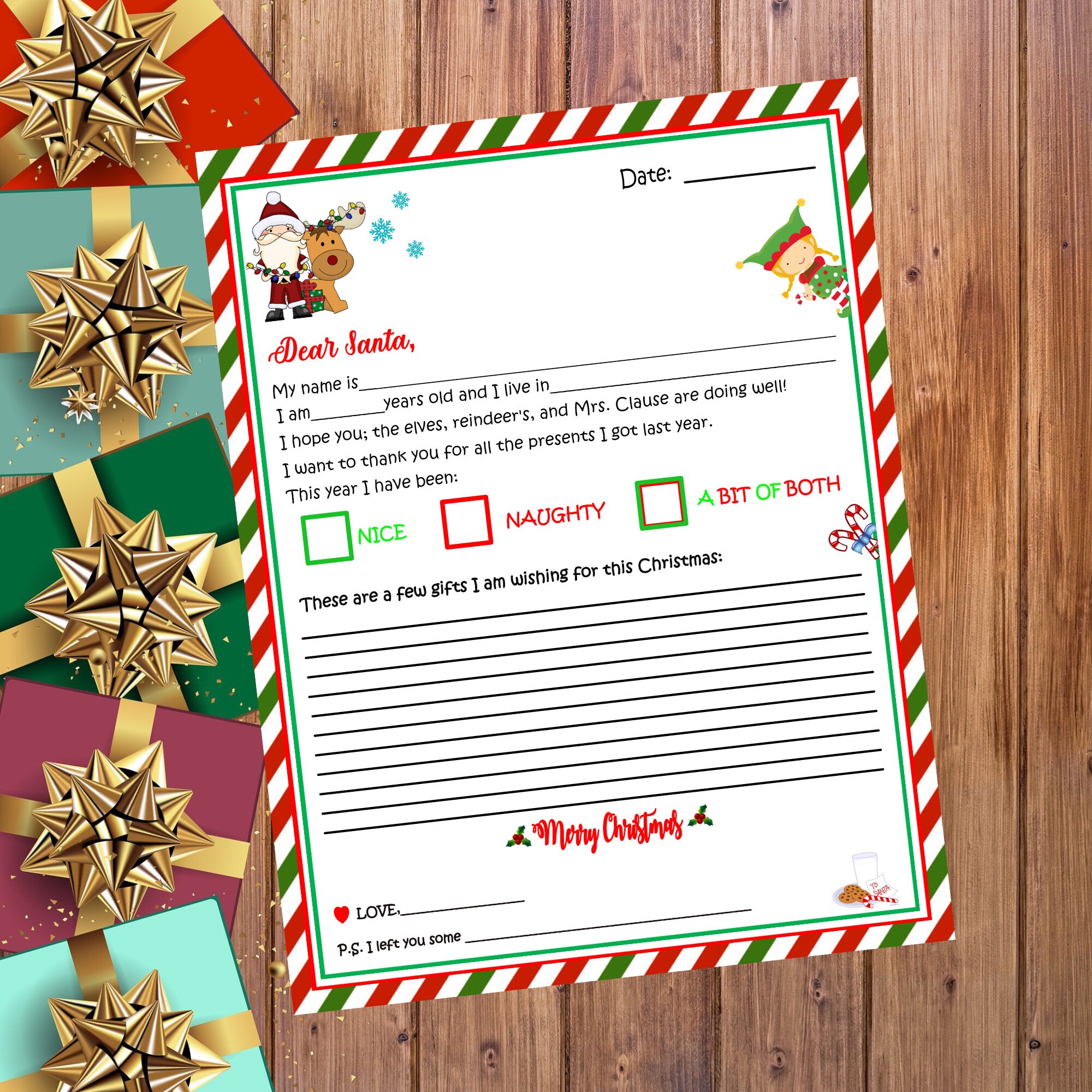 Letter to Santa, Santa Letter, Kids Letter to Santa, Christmas Letter ...