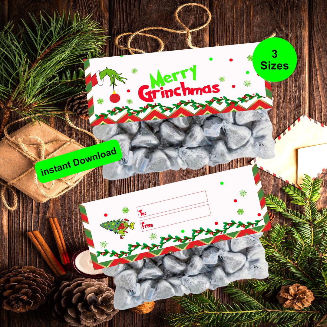 Merry Christmas Treat Bag Topper, Christmas Bag Topper, Kisses Treat ...