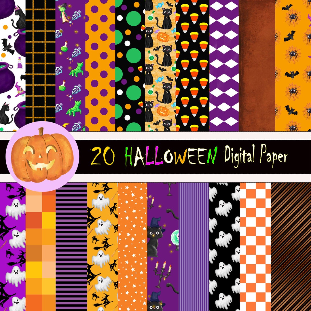 Halloween Digital Papers, Spooky Scrapbook Papers, Spider Web ...