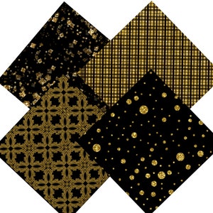 Black and Gold Texture Digital Papers: Scrapbook Background (digital ...