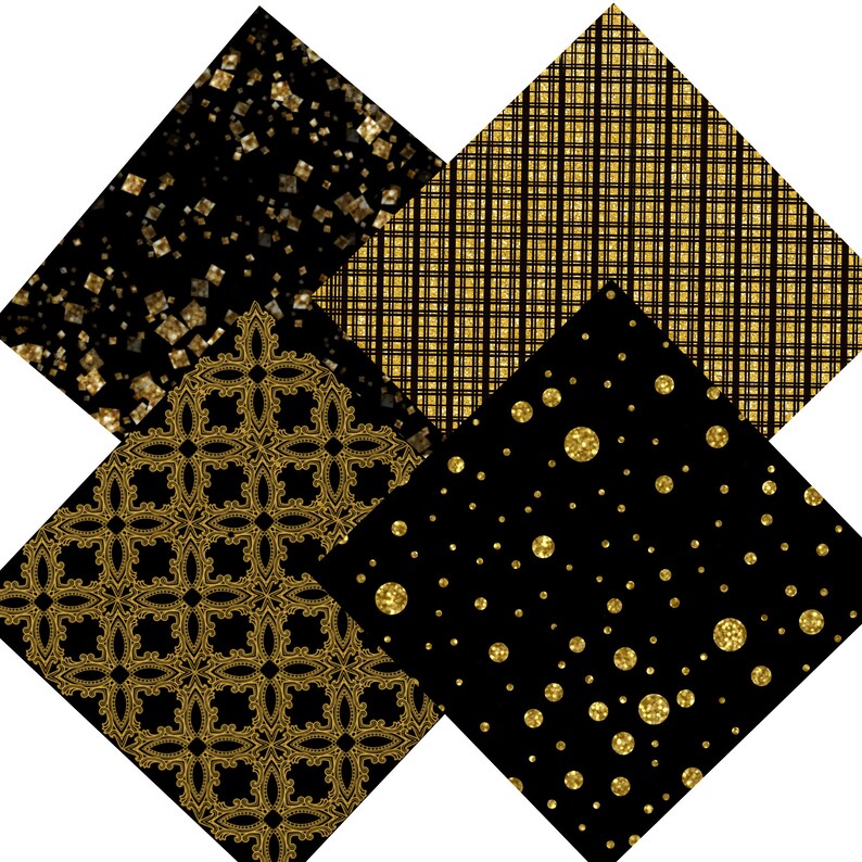 Black and Gold Texture Digital Papers, Background Papers, Printable ...