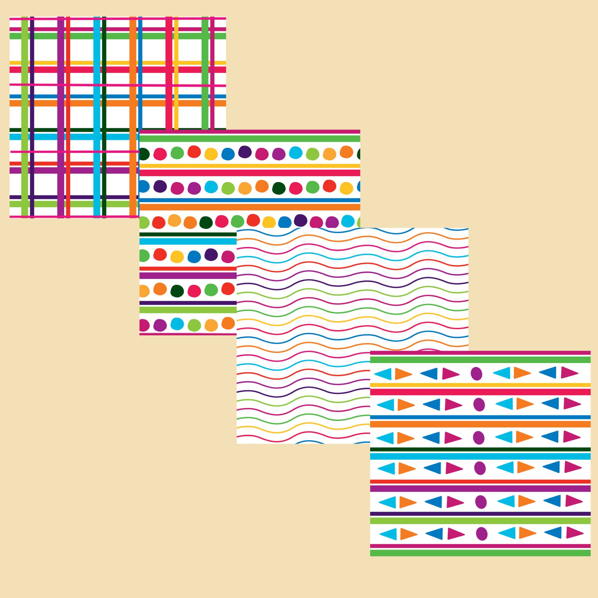 Rainbow Digital Papers Rainbow Scrapbooking Paper Pack Striped Polka ...