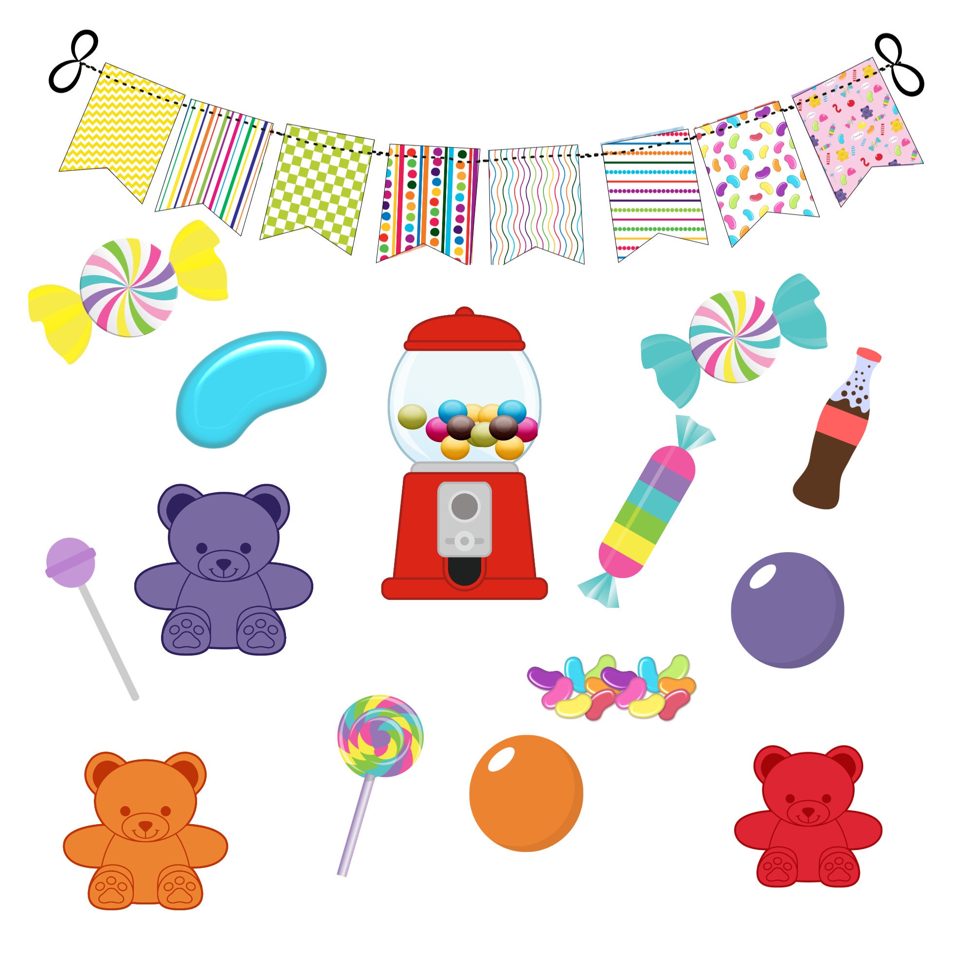 Printable Candy Clipart, 60 Clipart Images, Lollipop Clipart, Candy ...