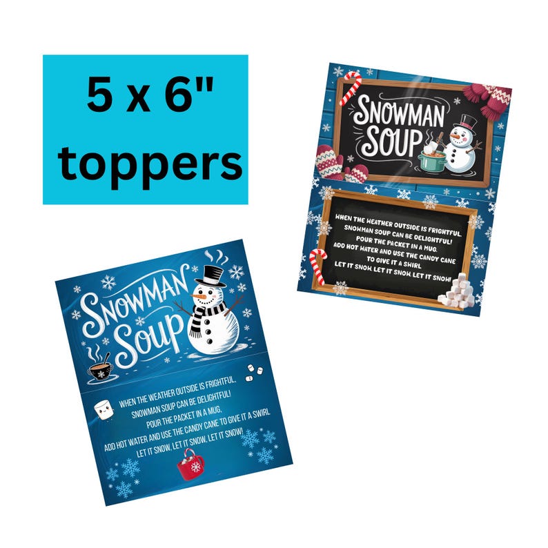 Printable Snowman Soup Bag Topper: Christmas Favor (PDF Download) - Etsy