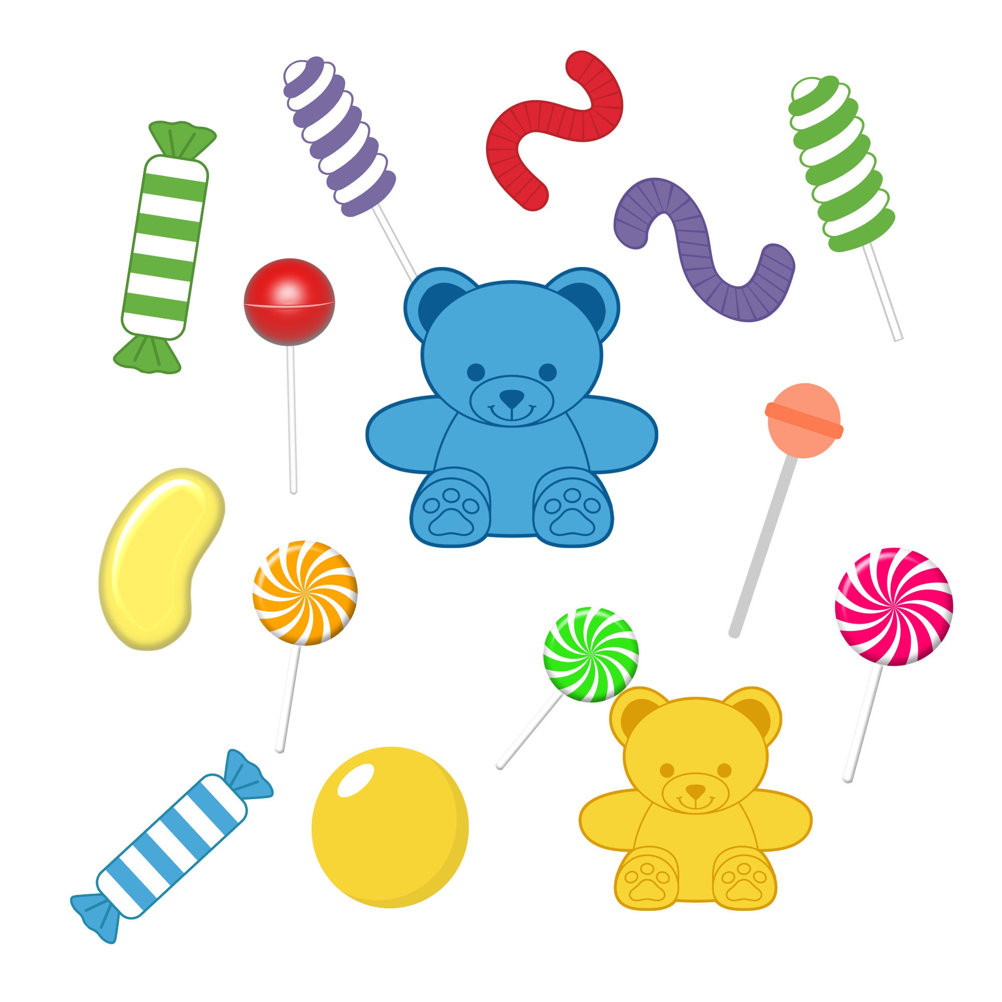 Printable Candy Clipart, 60 Clipart Images, Lollipop Clipart, Candy ...