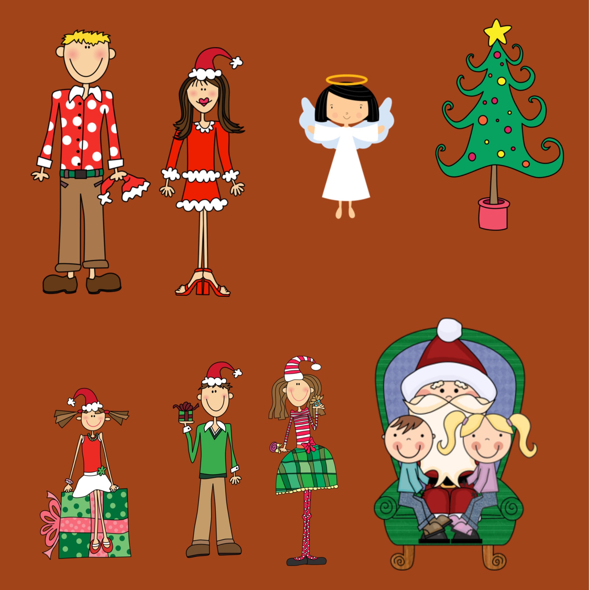 Christmas Family Clipart, Christmas Digital Download, Digital ...