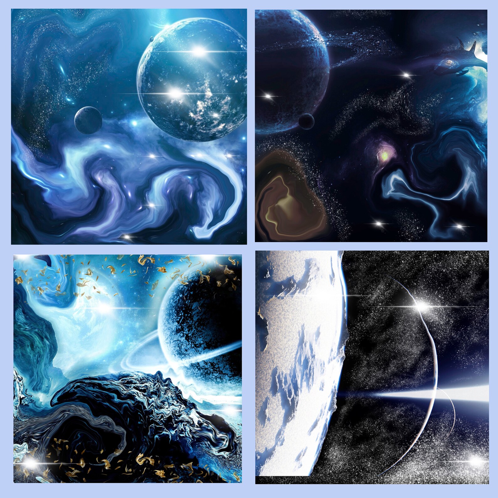 Galaxy Outer Space Texture Digital Papers, Night Sky Background Paper ...