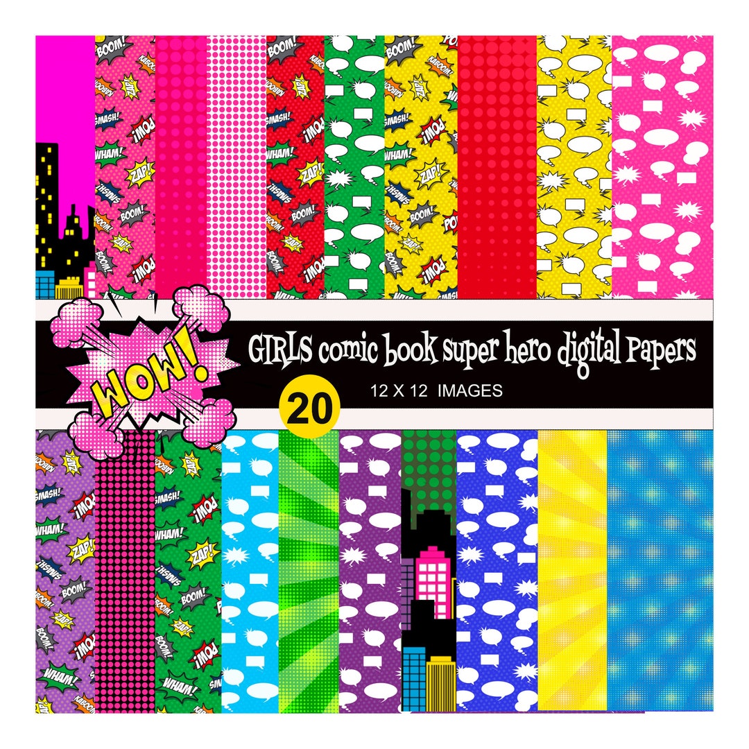 The Girls Superhero Digital Paper, Superhero Paper Pack, Comic Book ...