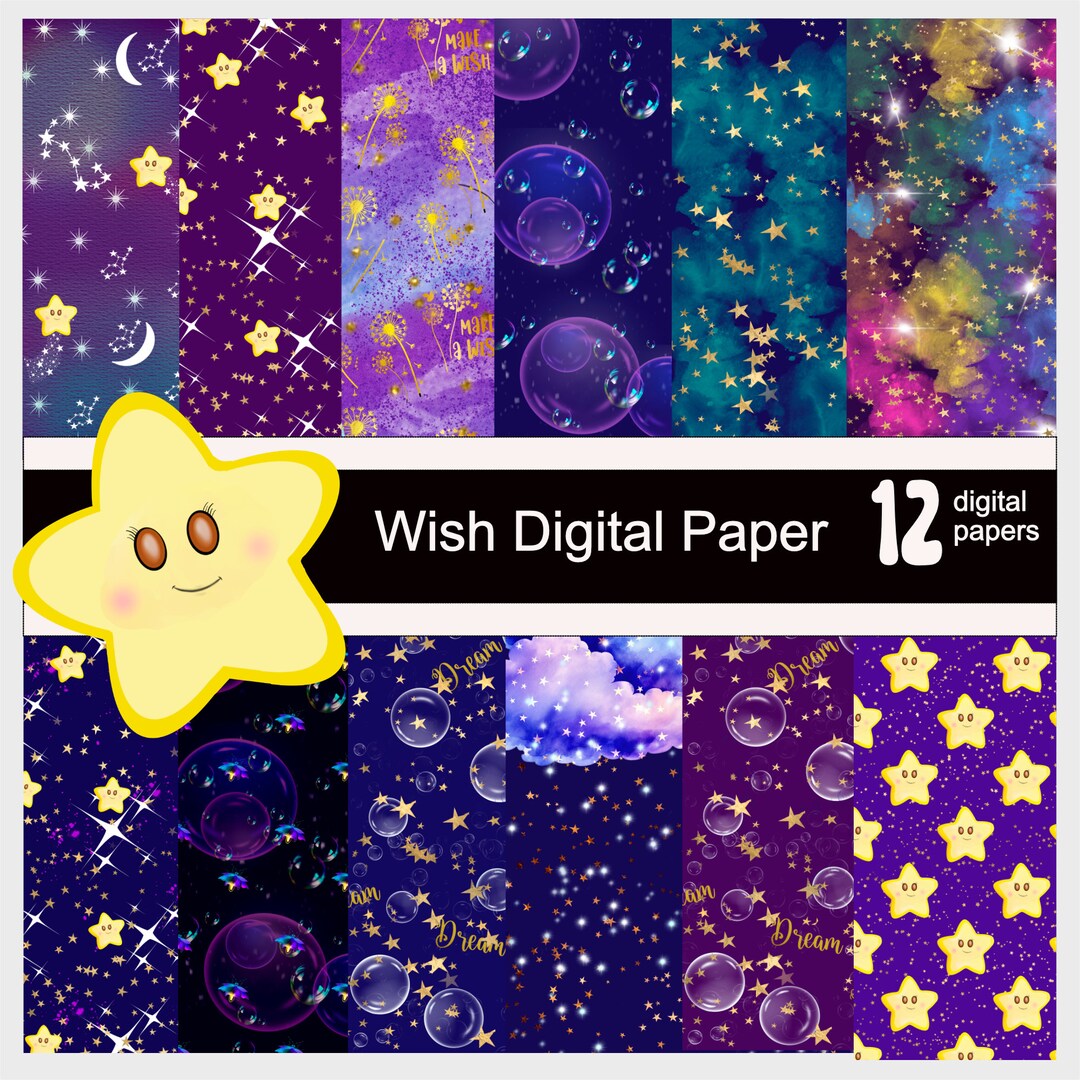 Wish Upon a Star Digital Paper Pack: Scrapbook & Party Decor (PDF) - Etsy
