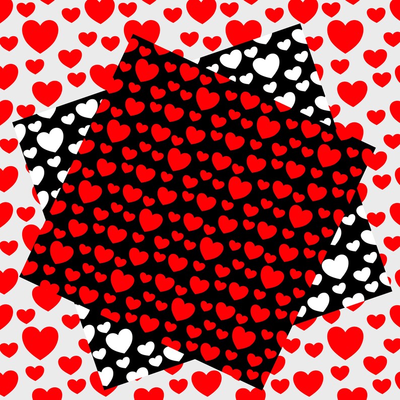 Hearts Digital Paper, Valentine's Day Printable Paper, Digital Download ...
