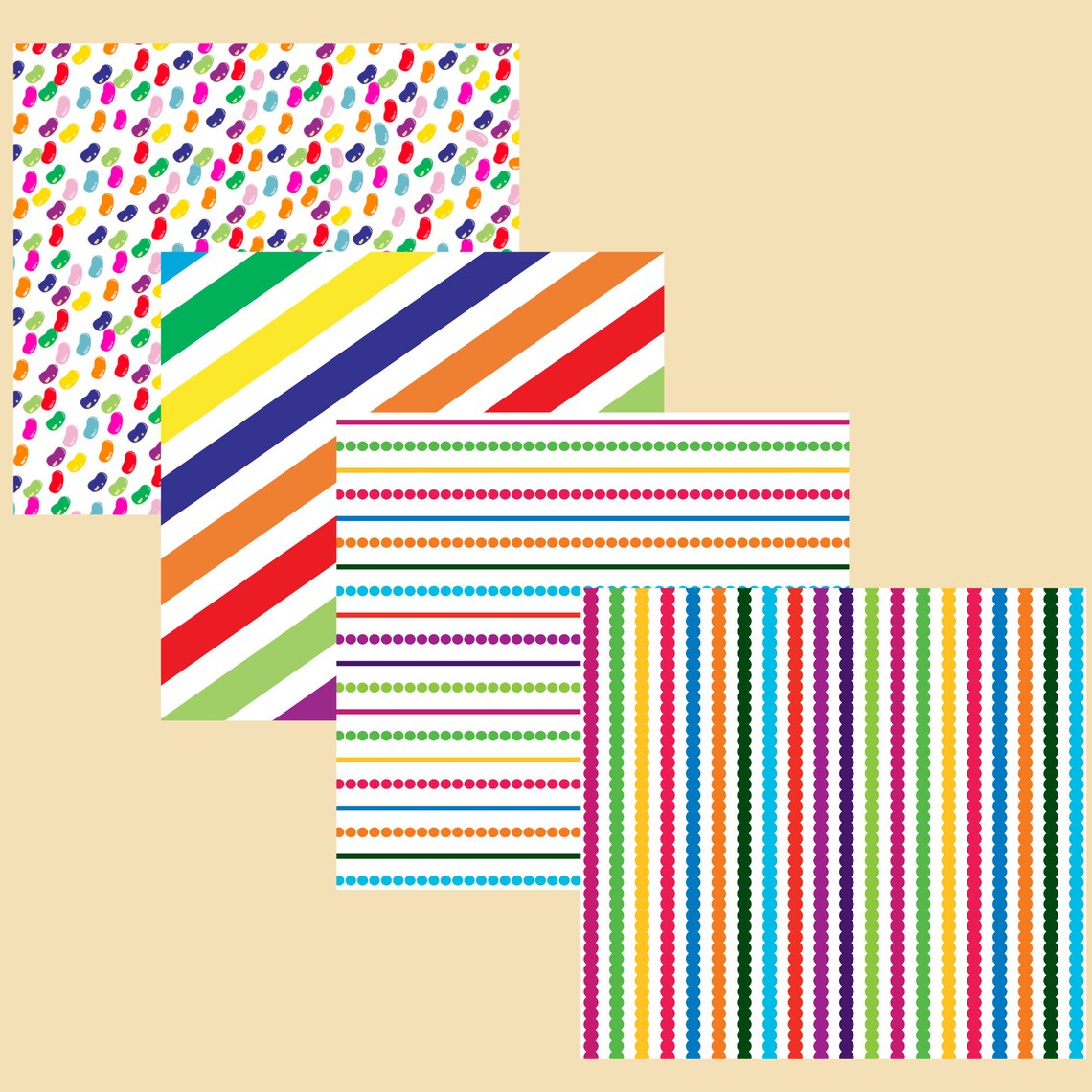 Rainbow Digital Papers Rainbow Scrapbooking Paper Pack Striped Polka ...