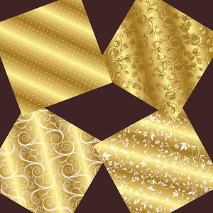 Gold & White Digital Papers, Seamless Gold Textures, Gold Background ...