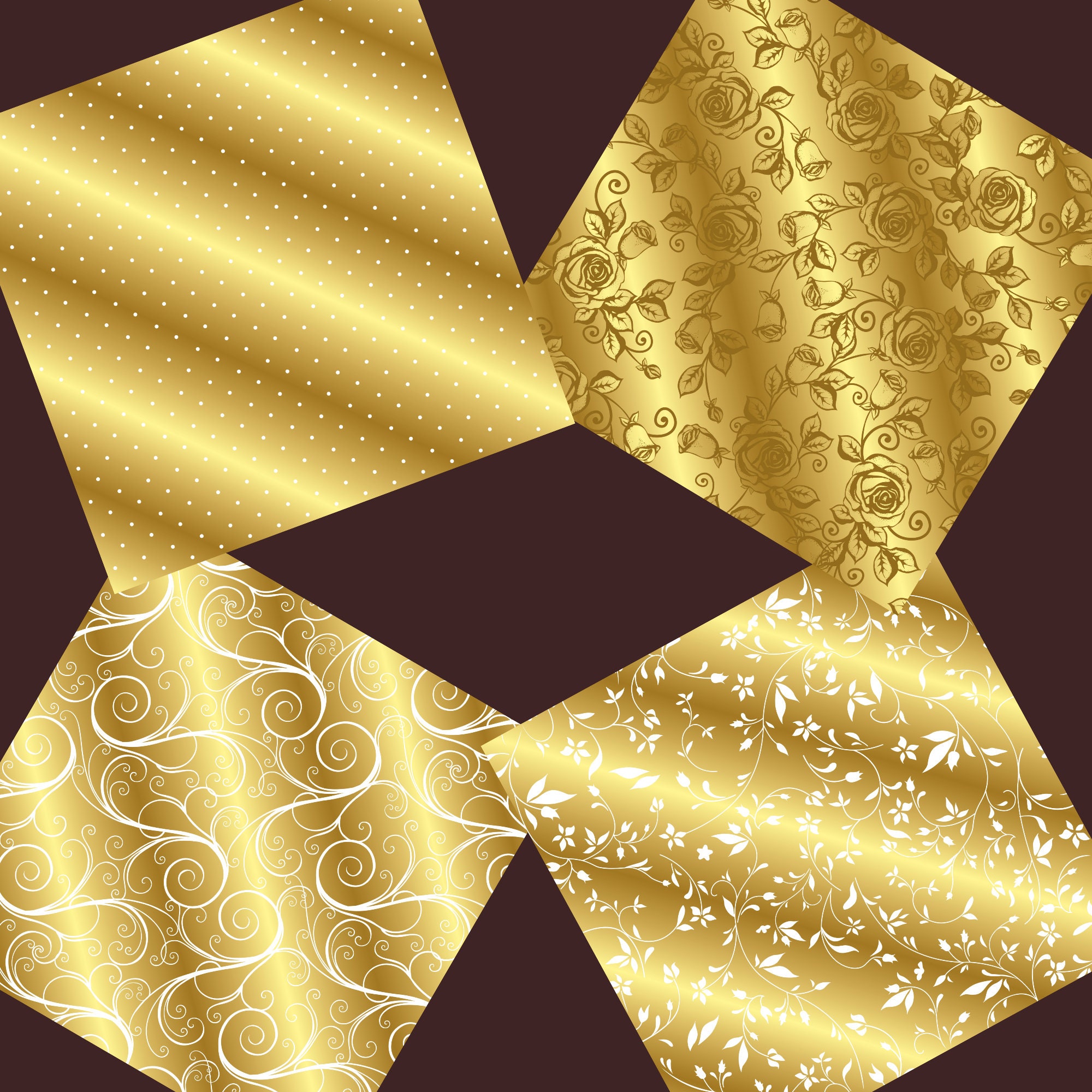 Gold & White Digital Papers Seamless Gold Textures Gold - Etsy