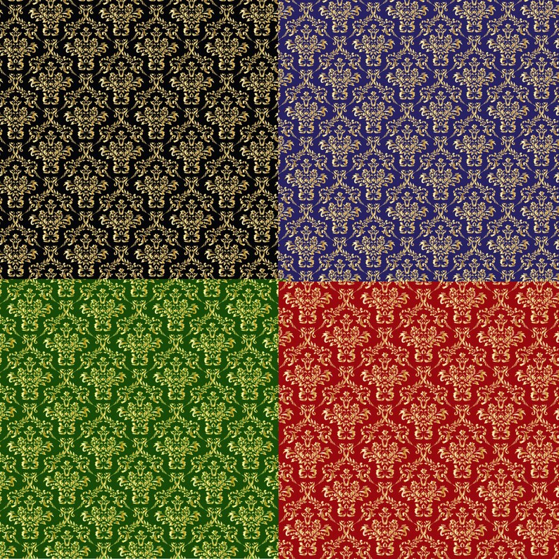 Gold Damask Digital Papers: Texture Scrapbook Paper (digital Download ...