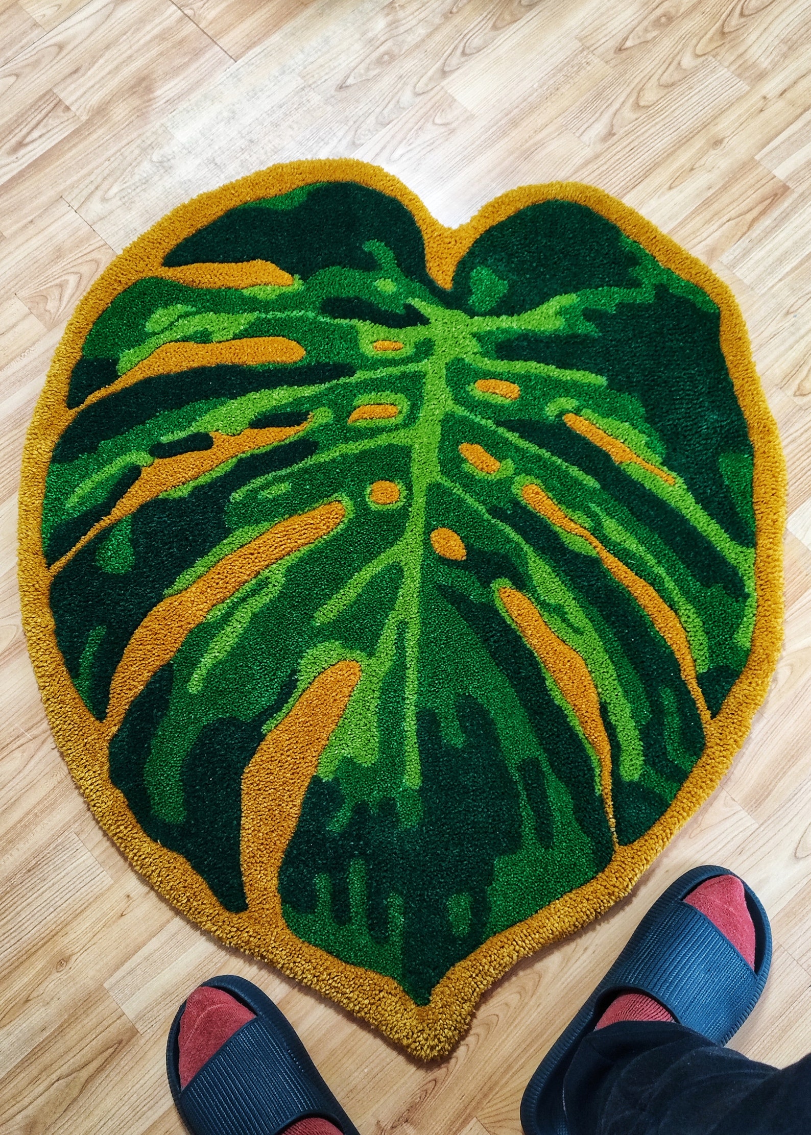Handmade Tufted Rug Monstera Deliciosa Leaf Rug, Houseplant Inspired ...