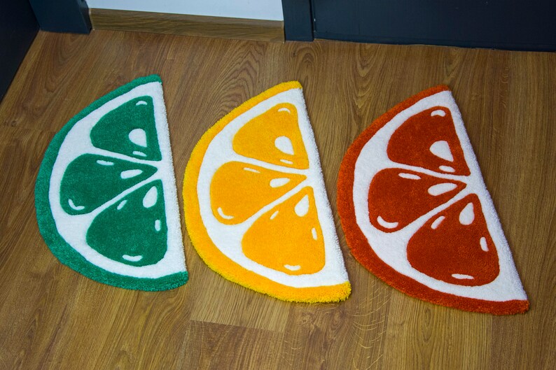 Citrus Slice Rugs, Hand Tufted Rug, Bedroom Rug, Colorful Rug, Lime Rug ...