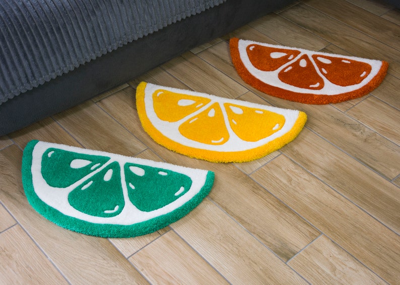 Citrus Slice Rugs, Hand Tufted Rug, Bedroom Rug, Colorful Rug, Lime Rug ...