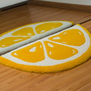 Handmade Lemon Rug, Hand Tufted Rug, Lemon Slice Rug, Small Rug ...