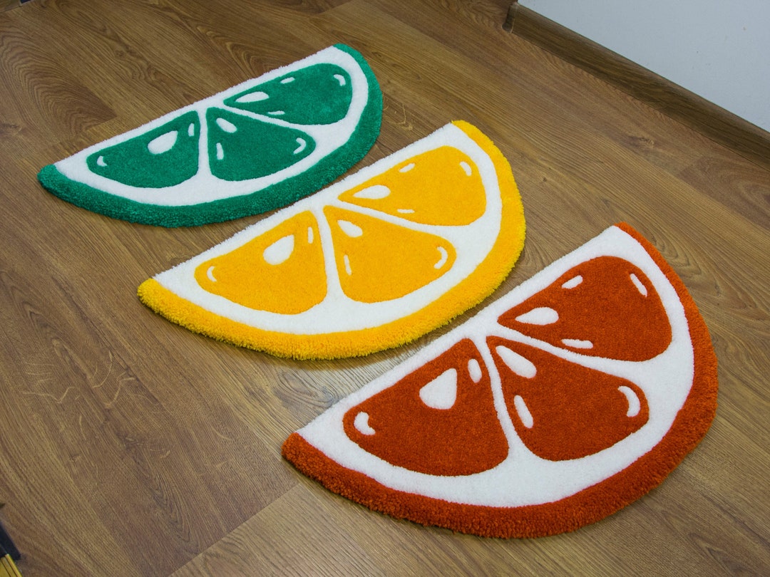 Citrus Slice Rugs, Hand Tufted Rug, Bedroom Rug, Colorful Rug, Lime Rug ...
