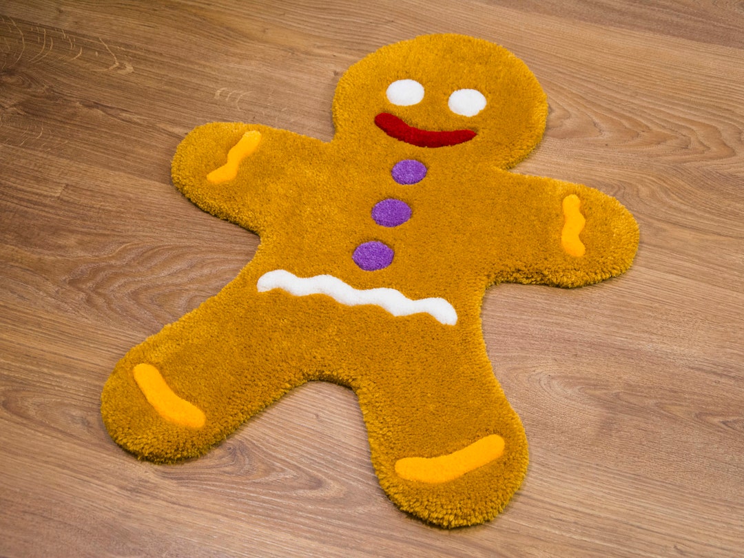 Tufted Gingerbread Man Rug - Handmade Tufted Rug, Floor Rug ...