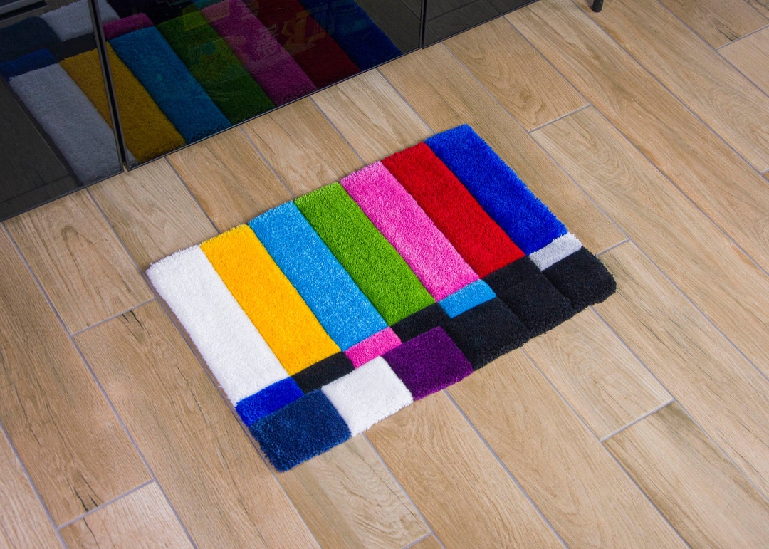 Handmade Tufted Rug, TV Error Rug, Modern Home Decor, TV No Signal Rug ...