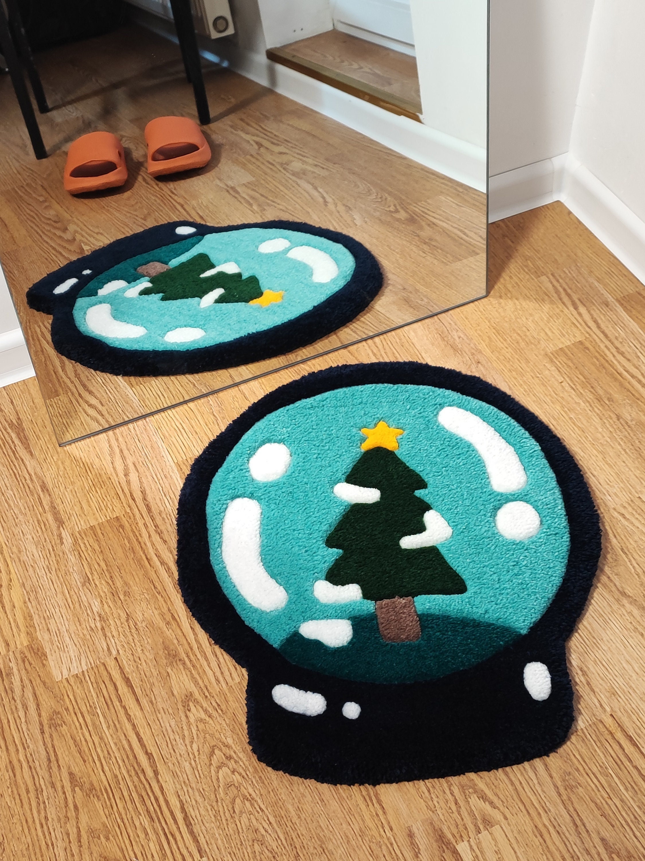Tufted Rug Cute Snow Globe Handmade Rug Floor Rug Hand - Etsy