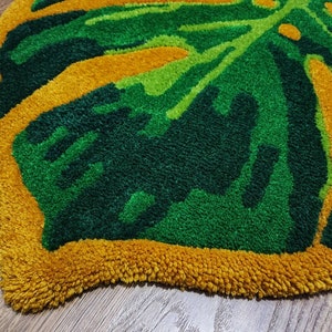 Handmade Tufted Rug Monstera Deliciosa Leaf Rug, Houseplant Inspired ...