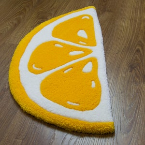 Handmade Lemon Rug, Hand Tufted Rug, Lemon Slice Rug, Small Rug ...