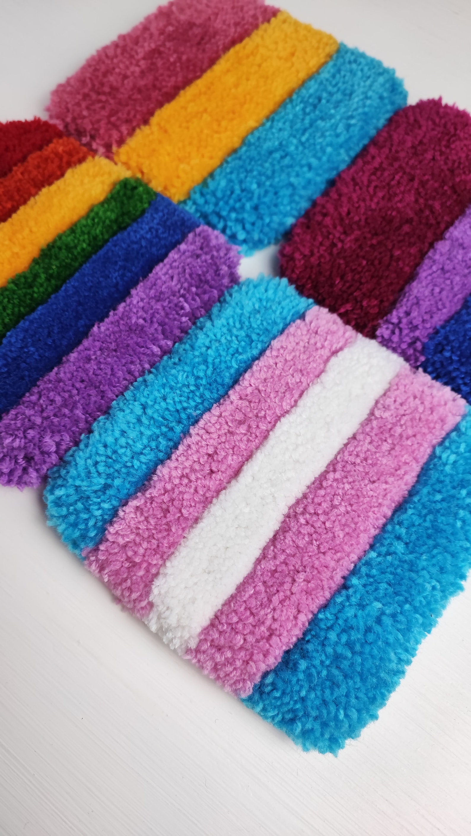 LGBTQ Flag Mug Rugs Tufted Mug Coasters, Handmade Mug Coasters, Coffee ...