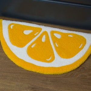 Handmade Lemon Rug, Hand Tufted Rug, Lemon Slice Rug, Small Rug ...