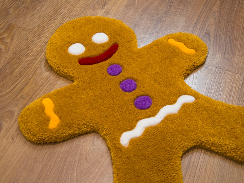 Tufted Gingerbread Man Rug Handmade Tufted Rug, Floor Rug, Housewarming ...