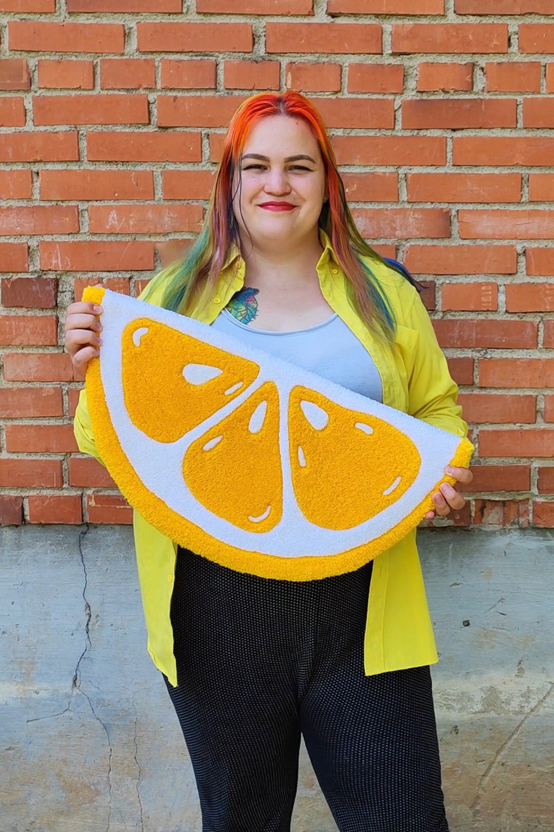 Handmade Lemon Rug, Hand Tufted Rug, Lemon Slice Rug, Small Rug ...