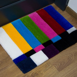 Handmade Tufted Rug, TV Error Rug, Modern Home Decor, TV No Signal Rug ...