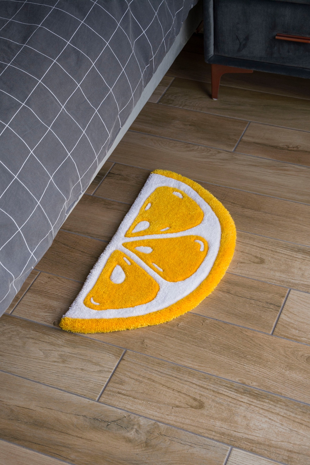 Handmade Lemon Rug, Hand Tufted Rug, Lemon Slice Rug, Small Rug ...