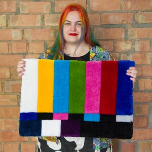 Handmade Tufted Rug, TV Error Rug, Modern Home Decor, TV No Signal Rug ...