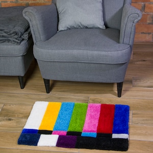 Handmade Tufted Rug, TV Error Rug, Modern Home Decor, TV No Signal Rug ...