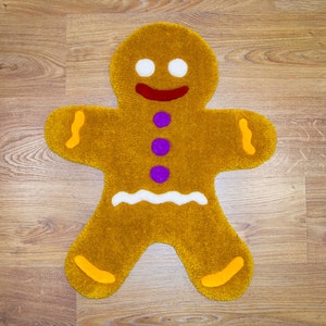 Tufted Gingerbread Man Rug - Handmade Tufted Rug, Floor Rug ...