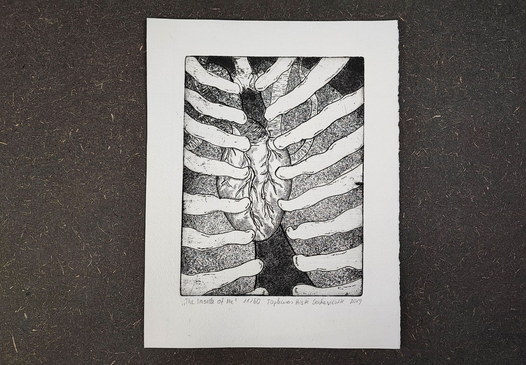 Anatomical Heart Print - Art Print, Printmaking, Wall Decor, Etching ...
