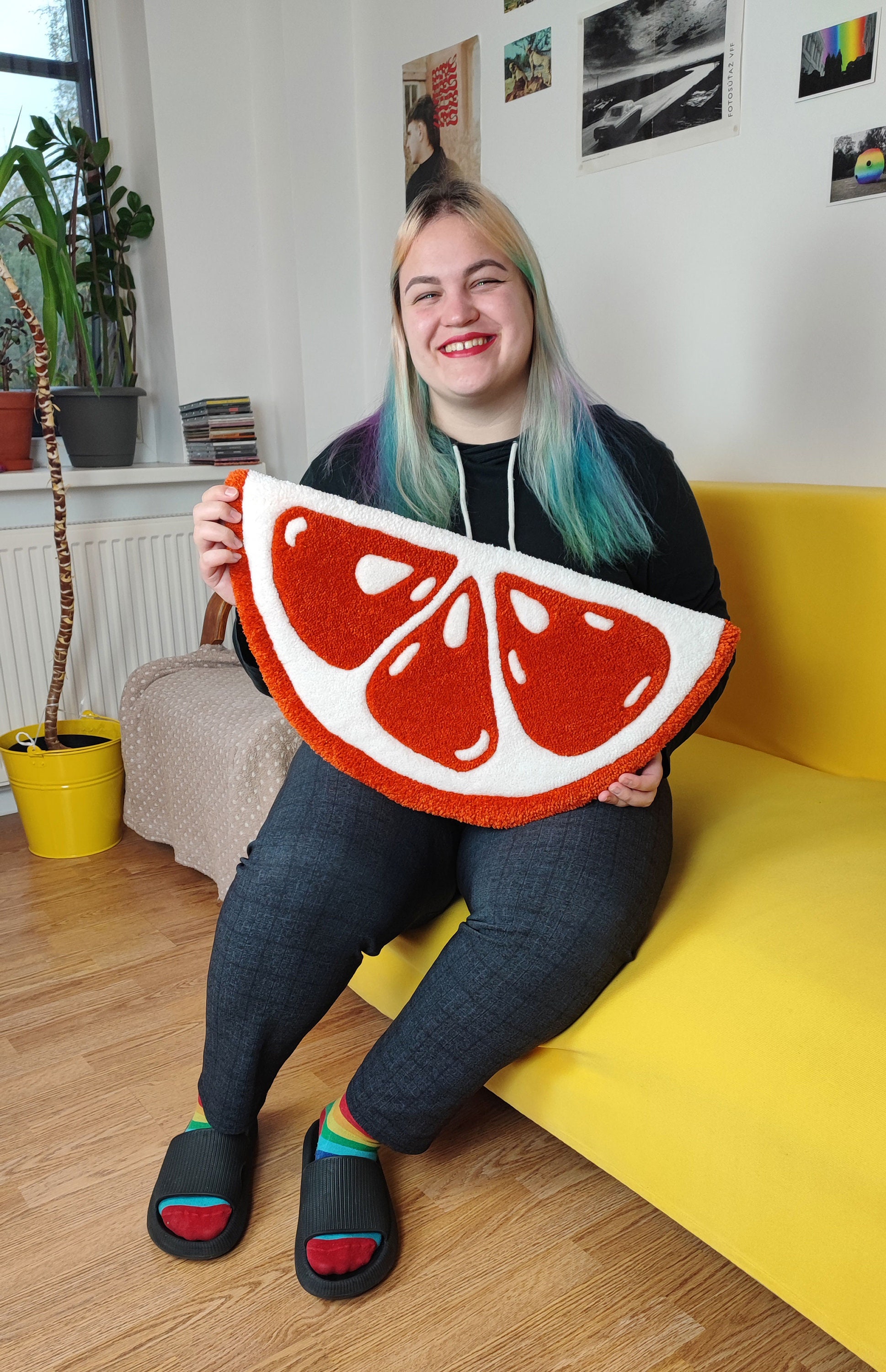 Orange Slice Rug, Handmade Tufted Rug, Living Room Rug, Housewarming ...