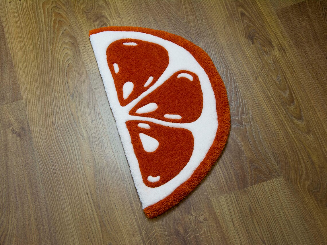 Orange Slice Rug, Handmade Tufted Rug, Living Room Rug, Housewarming ...