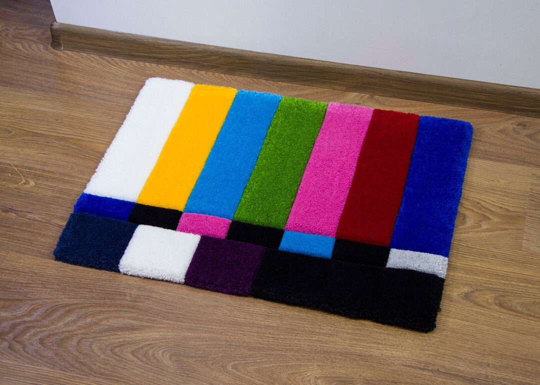 Handmade Tufted Rug, TV Error Rug, Modern Home Decor, TV No Signal Rug ...