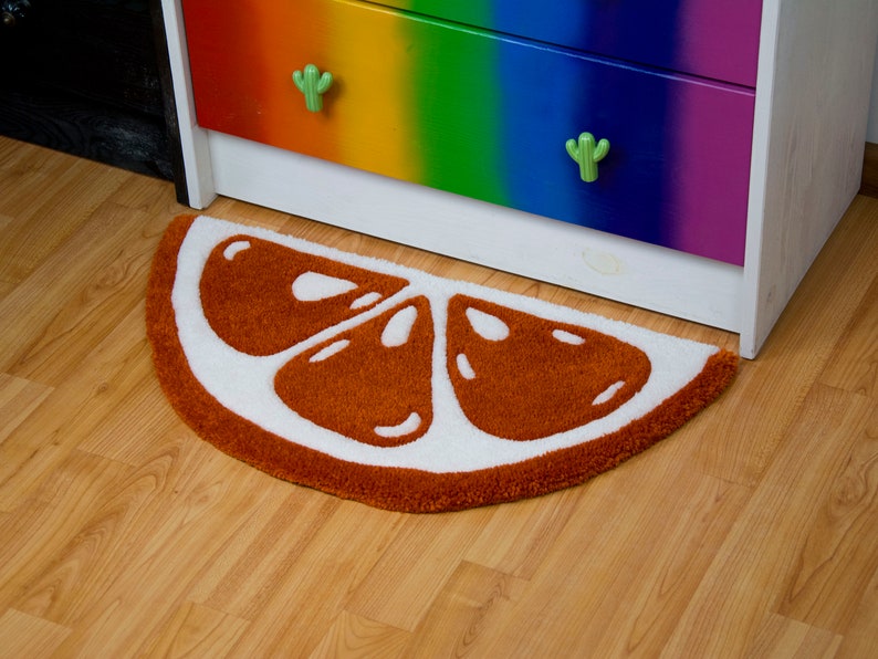 Orange Slice Rug, Handmade Tufted Rug, Living Room Rug, Housewarming ...